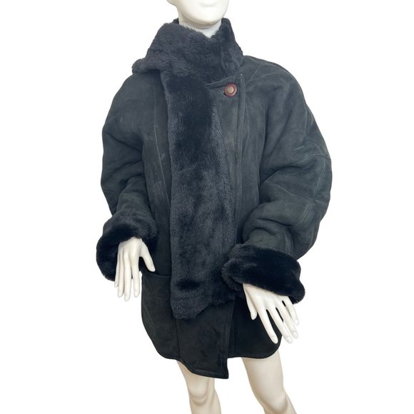 Bally | Jackets & Coats | Bally Womens Shearling Coat 8 Black Italy ...